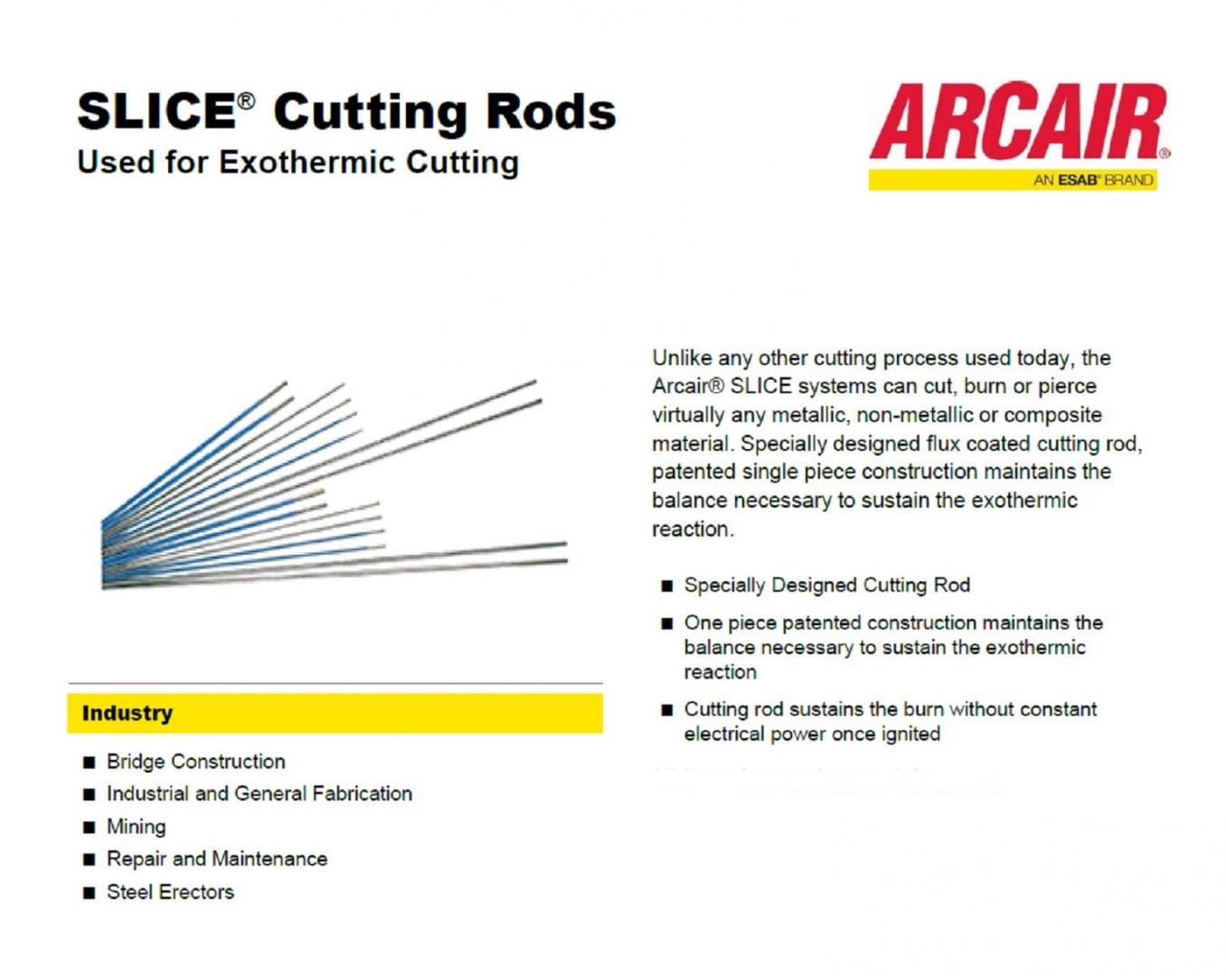 Exothermic Cutting Rods | Toll Gas & Welding Supply